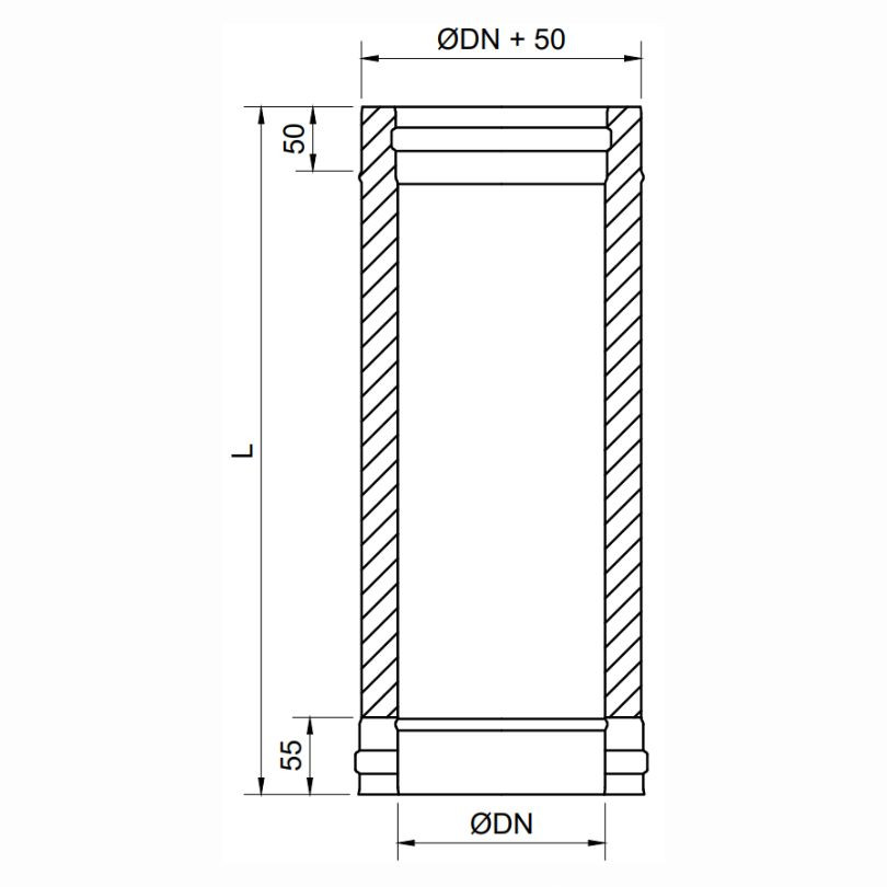 Modulo Recto 1000 MM Doble Pared Exoinox DW - Envío Gratis